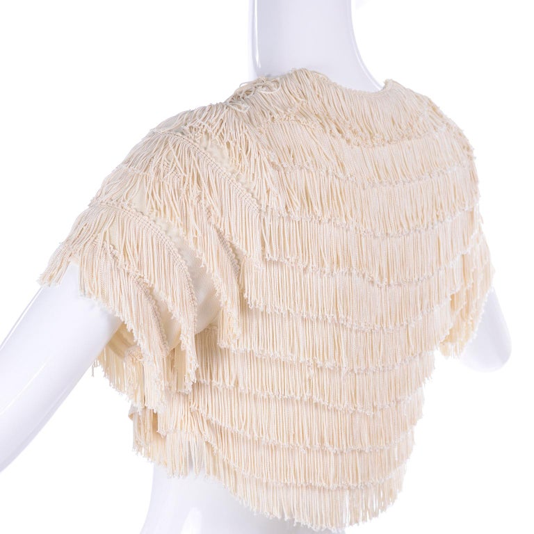 1920s Vintage Cream Fringe Cropped Bolero Top Jacket at 1stDibs | cream ...