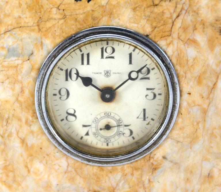 1920s Vintage Miniature French Marble Case Art Deco Clock with Second ...