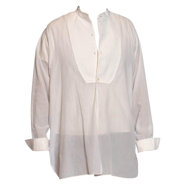 1920S White Cotton Piqué Formal Bib Front French Cuff Men's Shirt at ...