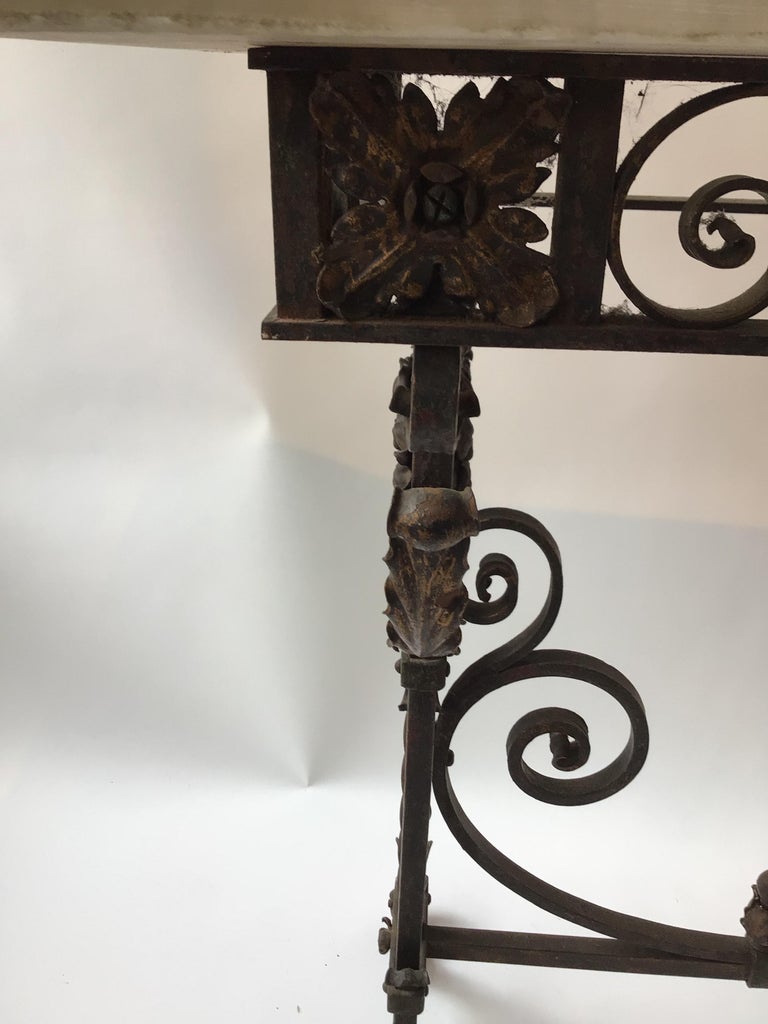 1920s Wrought Iron / Marble Top Console For Sale at 1stDibs
