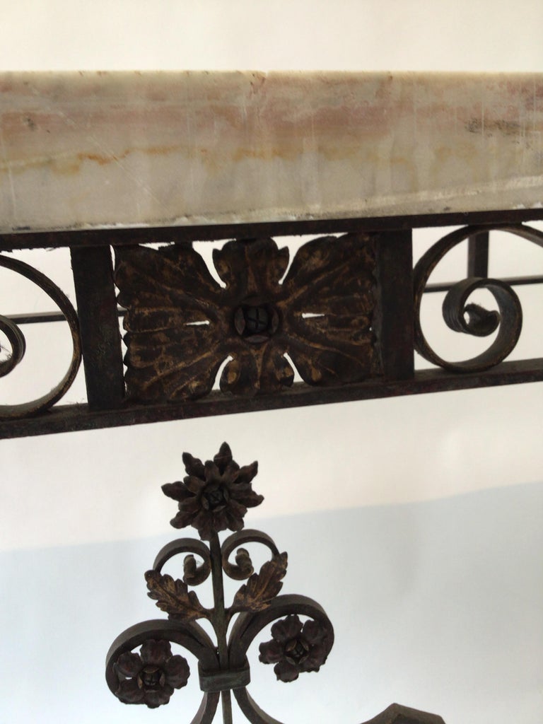 1920s Wrought Iron / Marble Top Console For Sale at 1stDibs