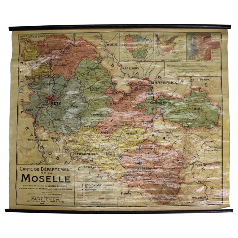 1921 French Map of the Province of Moselle By Paul Even For Sale at 1stDibs