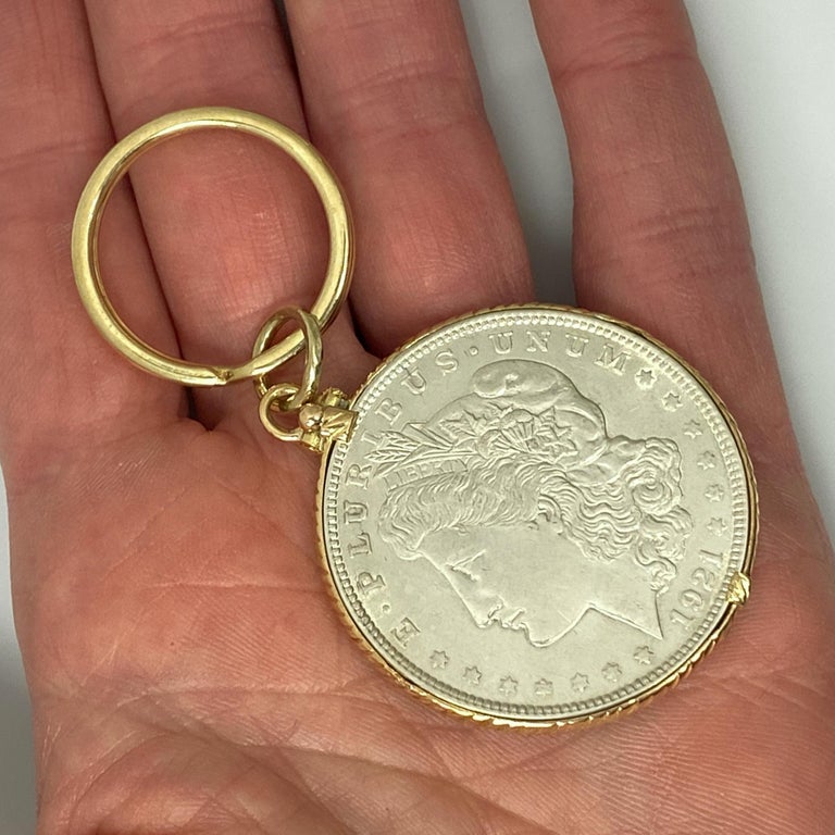 1921, Morgan Liberty Dollar Keychain in Yellow Gold Keychain at 1stDibs