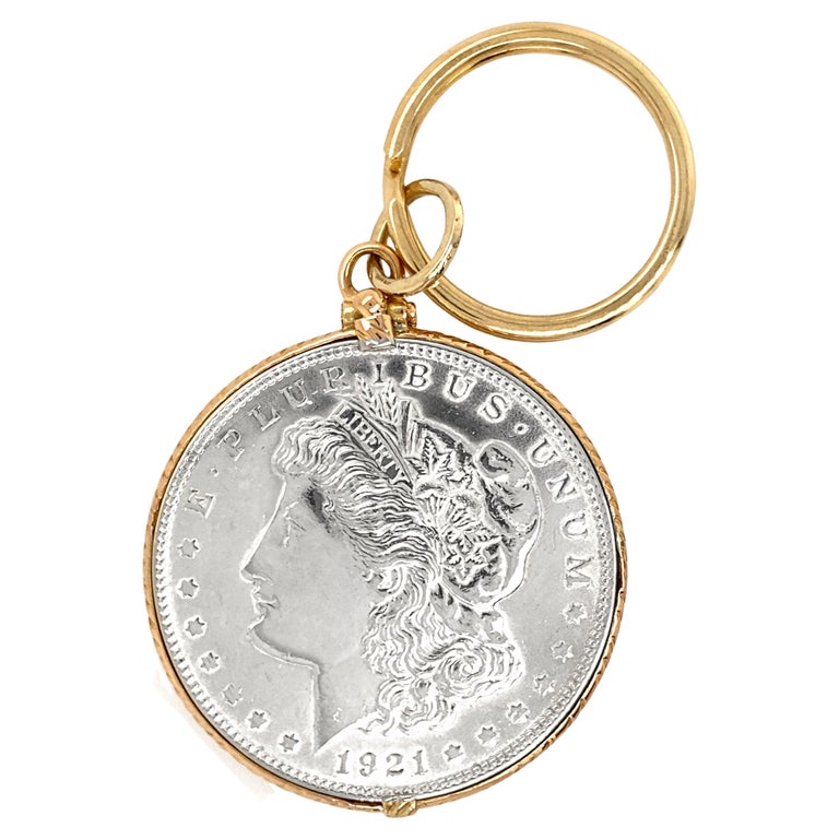1921, Morgan Liberty Dollar Keychain in Yellow Gold Keychain at 1stDibs