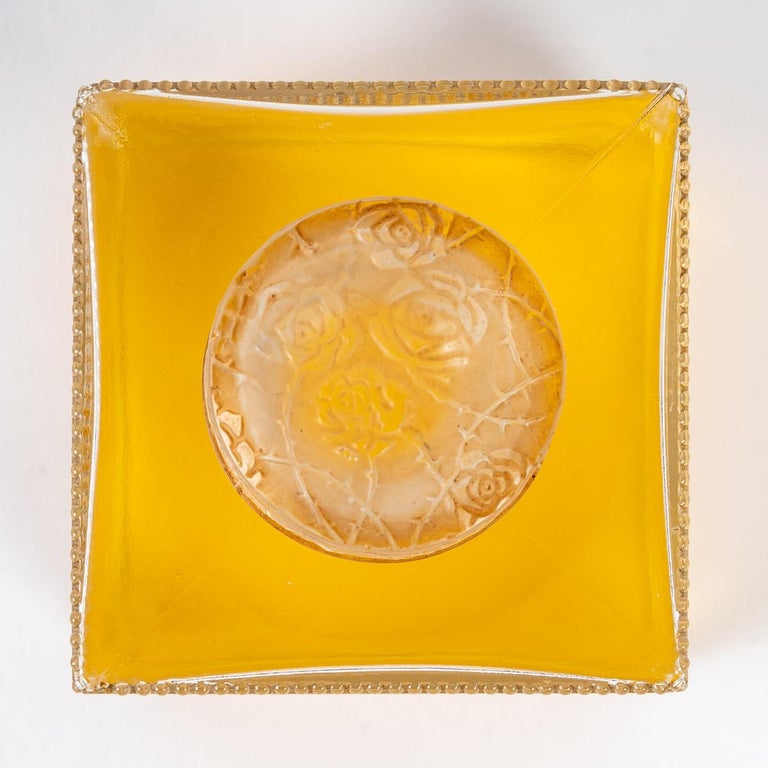 1922 Rene Lalique Perfume Bottle Illusion Clear Glass with Sepia Patina ...