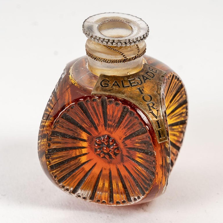1922 René Lalique, Perfume Galéjade Glass with Sepia Patina for Forvil ...