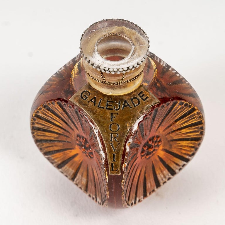 1922 René Lalique, Perfume Galéjade Glass with Sepia Patina for Forvil ...