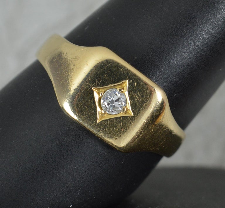 1923 Antique 18ct Gold and Old Cut Diamond Solitaire Signet Ring For ...