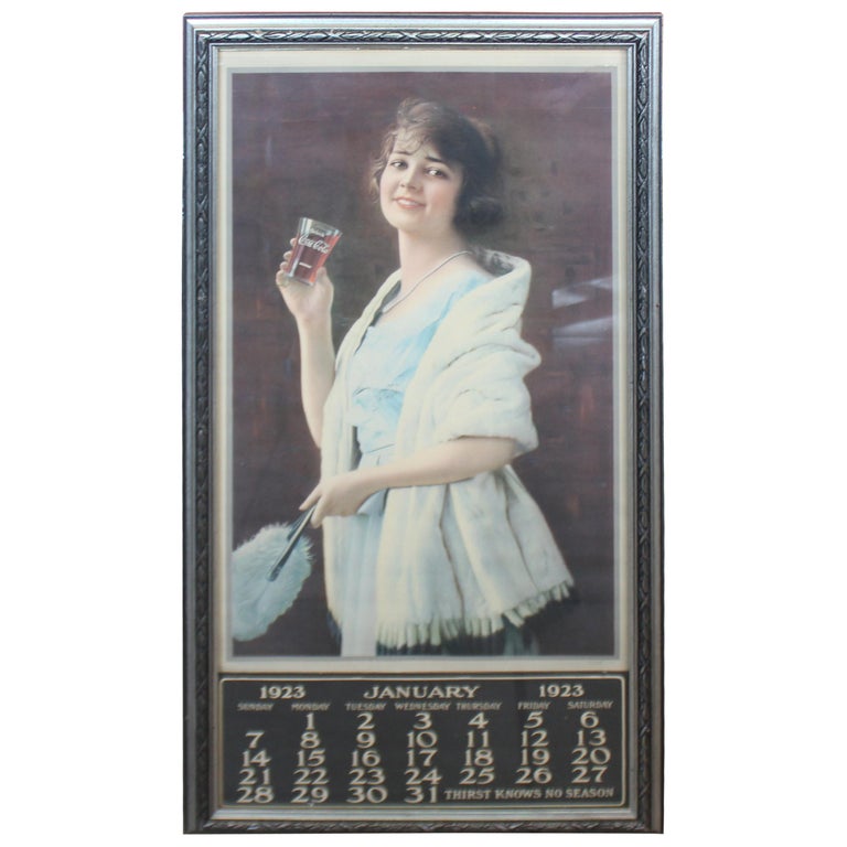 1923 January Coca-Cola Calendar Paper Advertising For Sale at 1stDibs