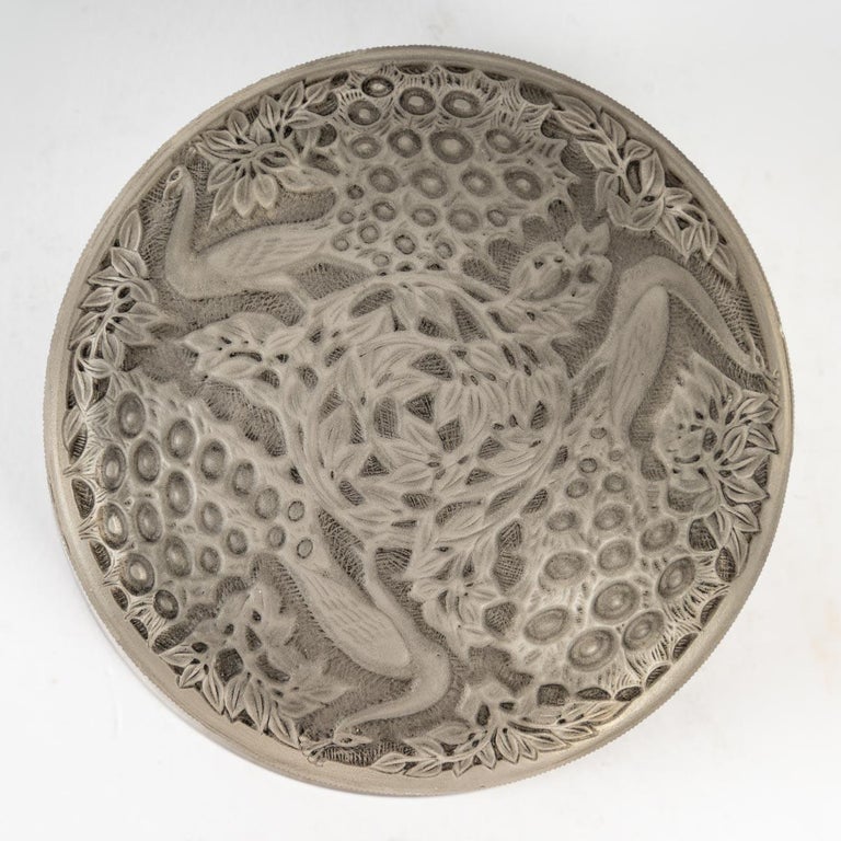 1924 René Lalique, Box Jar Isabelle Frosted Glass with Grey Patina For ...