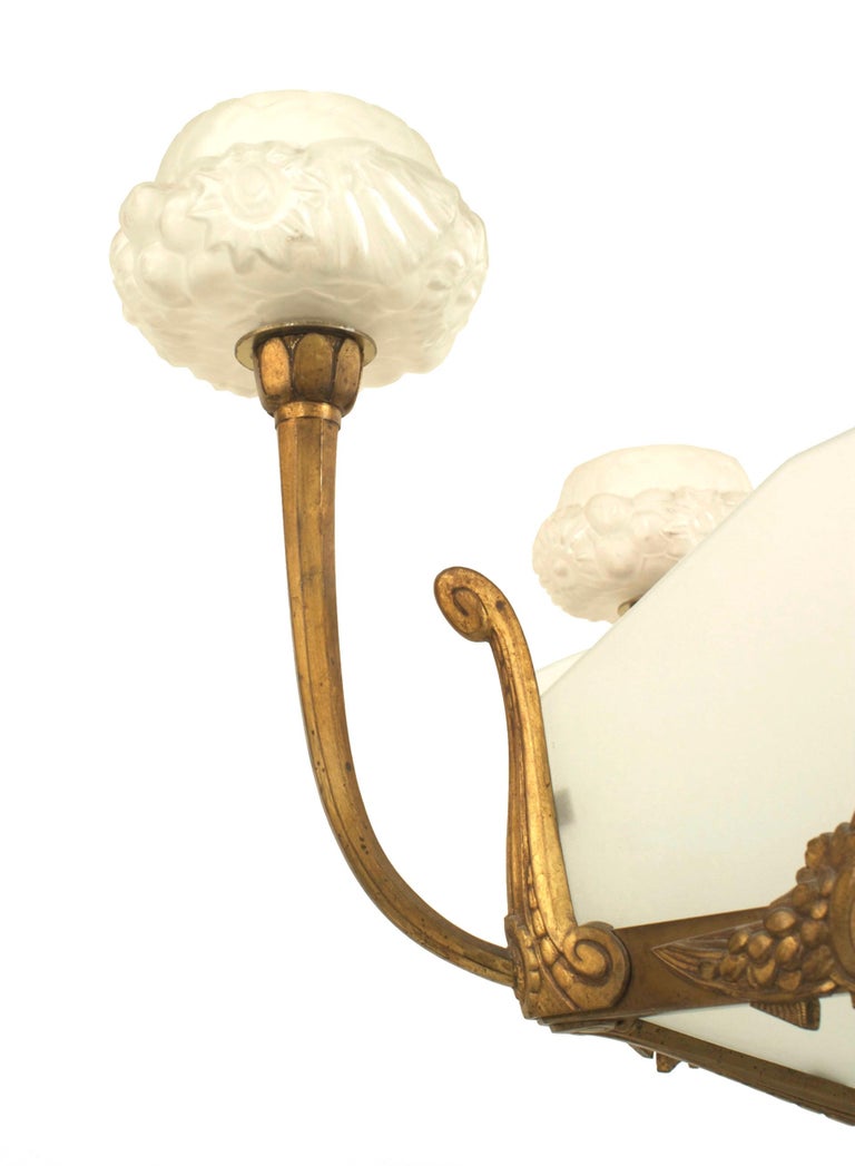French Art Deco Genet and Michon Gilt Bronze Chandelier For Sale at 1stDibs