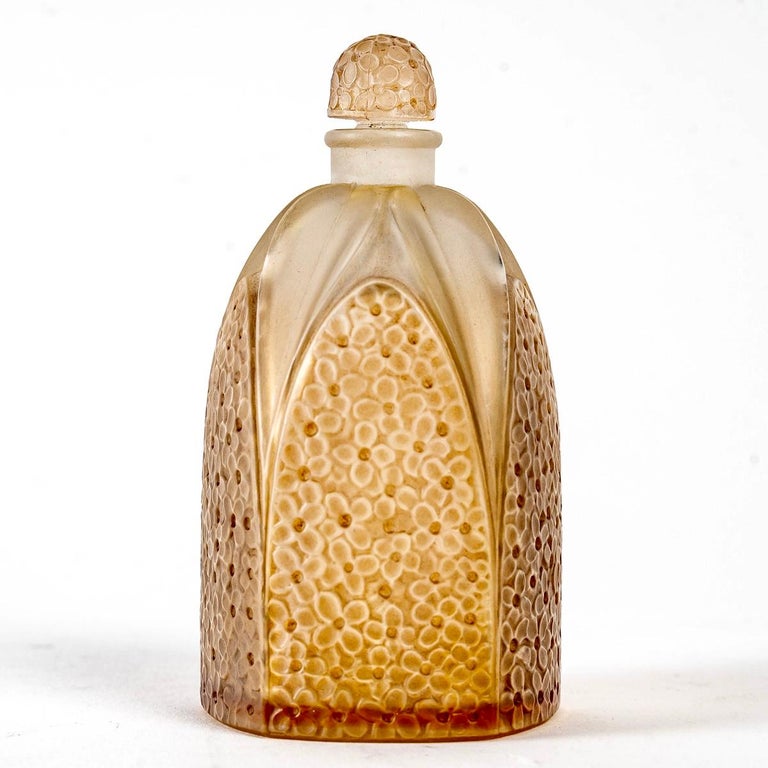 1925 René Lalique Perfume Bottle Le Lilas Frosted Glass Sepia Patina ...