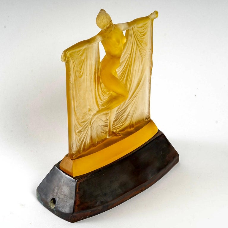 1925 René Lalique, Statuette Suzanne Yellow Amber Glass, Lacquered ...