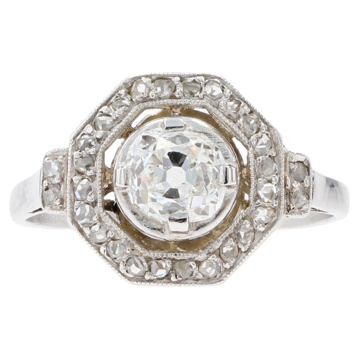 Art Deco 2.03ct. Diamond Onyx Platinum Engagement Ring For Sale at ...
