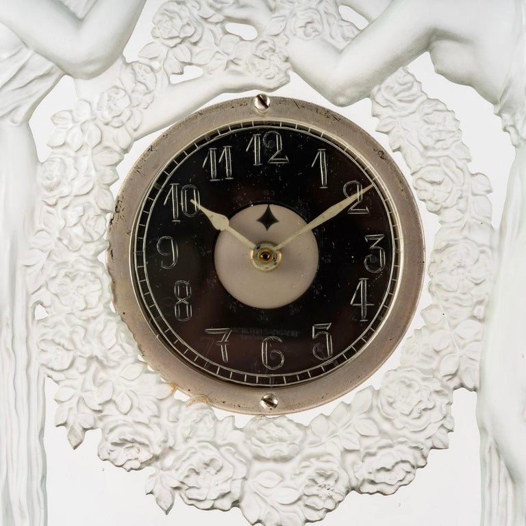 1926 René Lalique, Clock Deux Figurines Glass, American Base For Sale ...