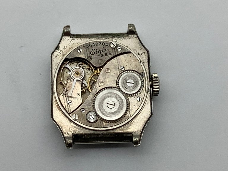 1928, Elgin Model E-2, Art Deco Beauty, 14K White Gold Filled For Sale ...
