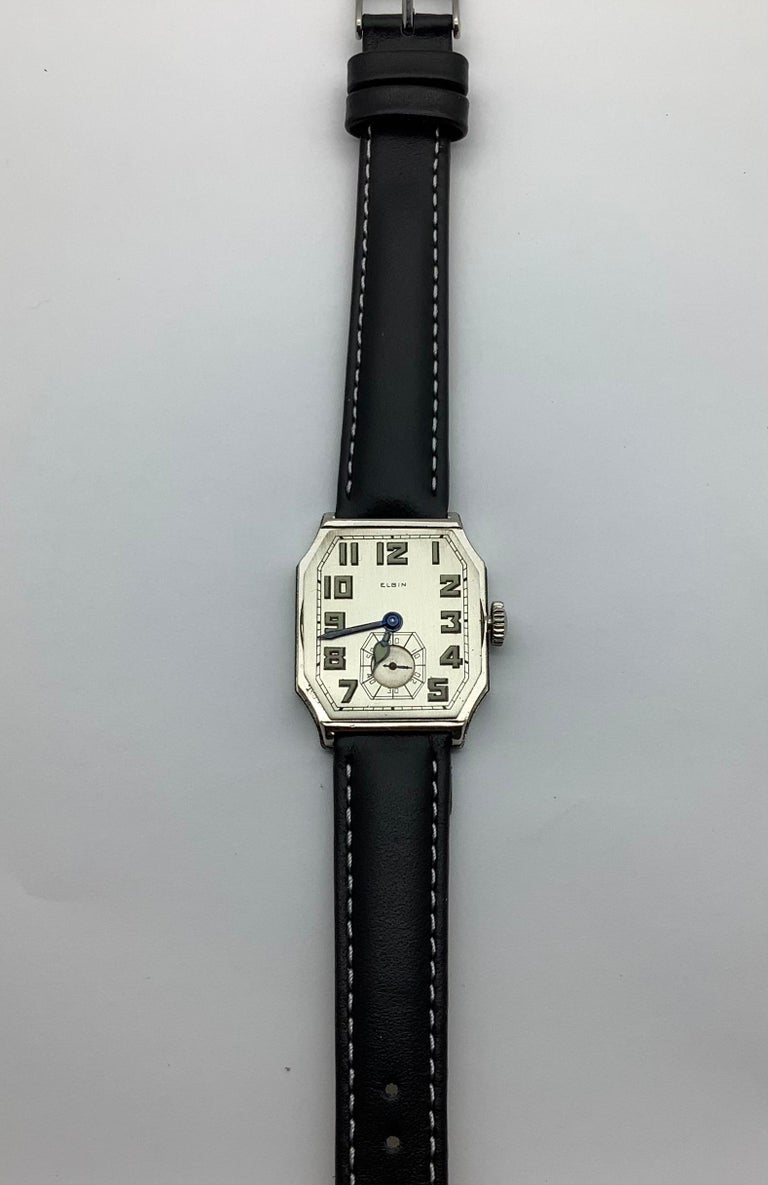 1928, Elgin Model E-2, Art Deco Beauty, 14K White Gold Filled For Sale ...