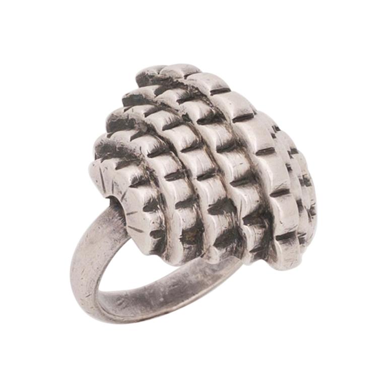 1929 Rare Jean Despres Art Deco Silver Geometric Ring For Sale at 1stDibs