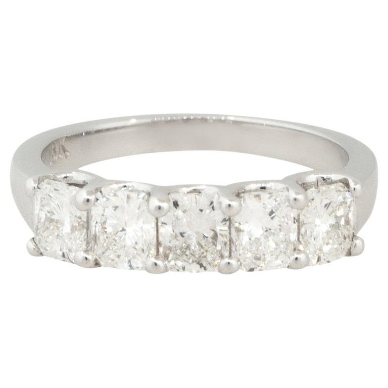 1.93 Carat 5 Stone Radiant Cut Diamond Wedding Band 18 Karat in Stock ...