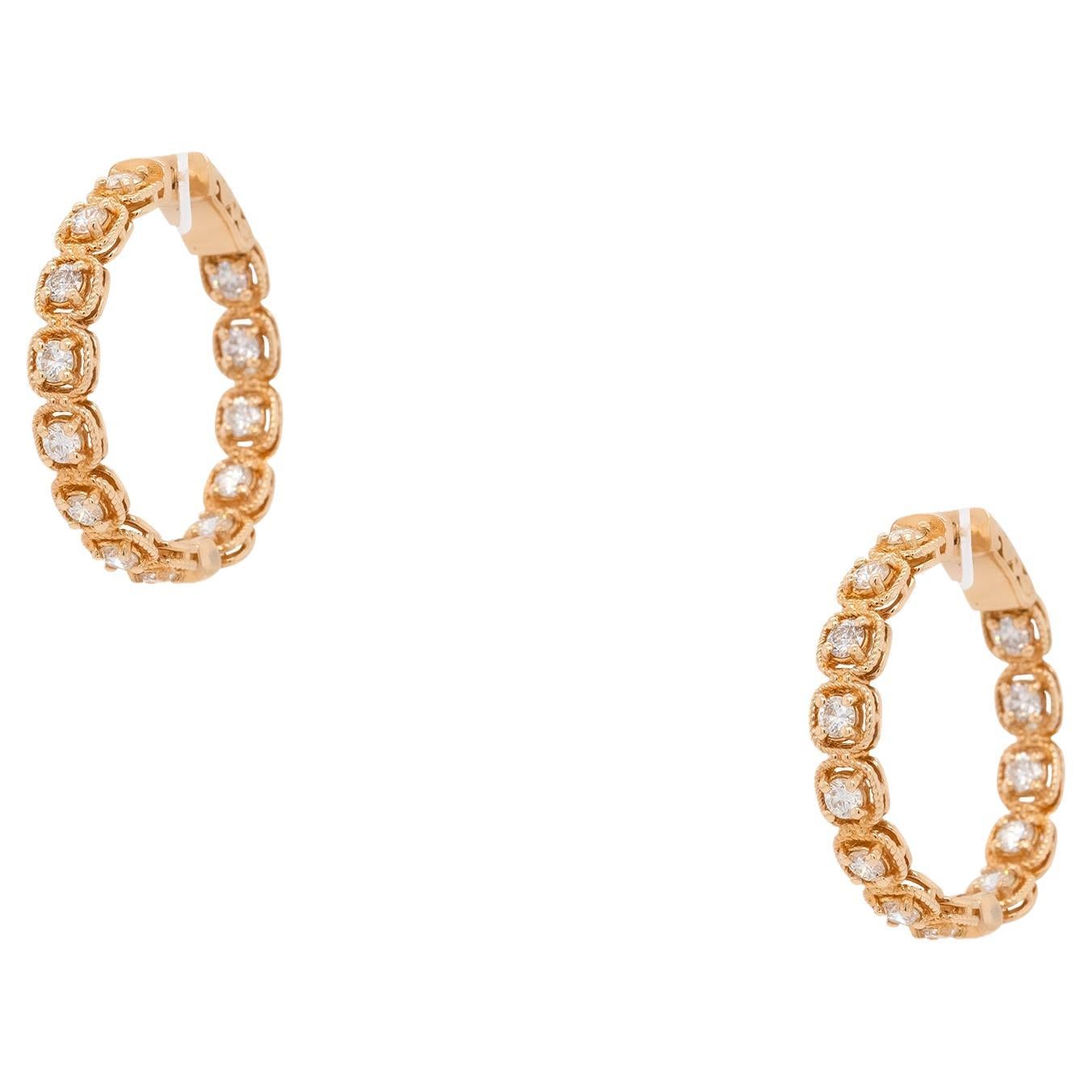Round Diamond Inside Out Hoops For Sale at 1stDibs