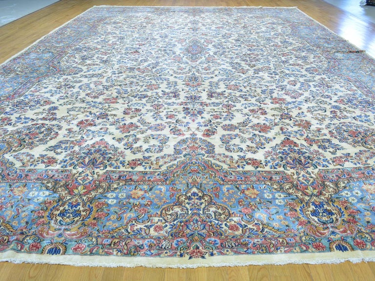 1930 Antique Persian Kerman Palace Size Rug Ivory, Clean at 1stDibs ...
