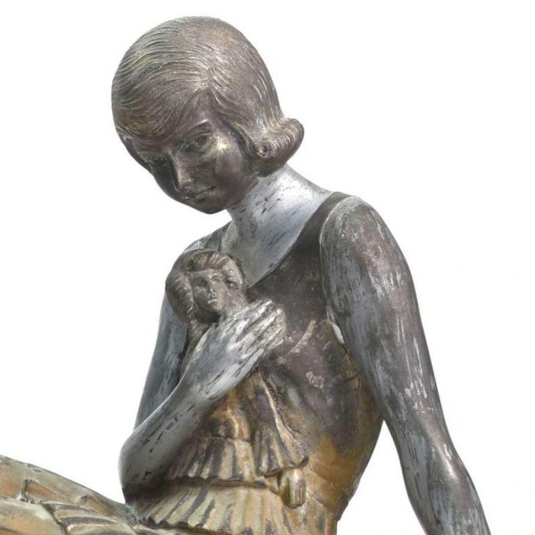 1930 Art Deco Spelter by Demeter Chiparus Onyx Base For Sale at 1stDibs