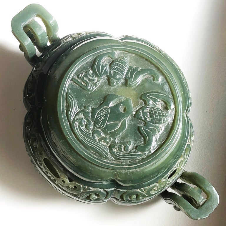 1930 Chinese Export Natural Jadeite Vase with Cover at 1stDibs