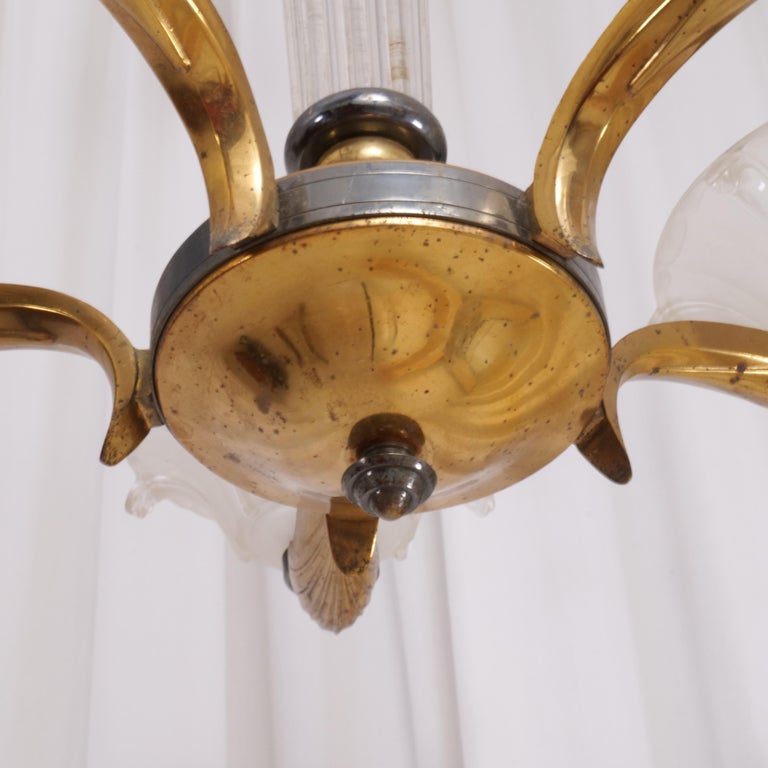 1930 French Art Deco Glass Rods Chandelier For Sale at 1stDibs