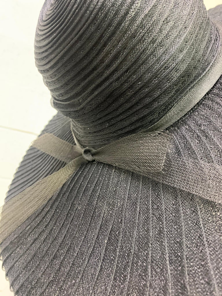 1930 Lilly Dache Paris Black Spiral Horsehair Ribbon Picture Hat and ...