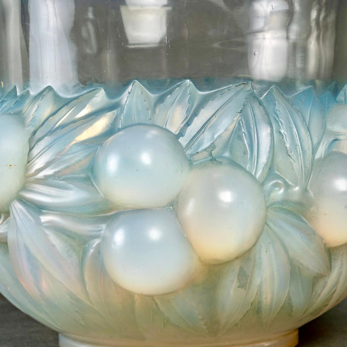 1930 René Lalique, Vase Prunes Opalescent Glass With Blue Patina For ...