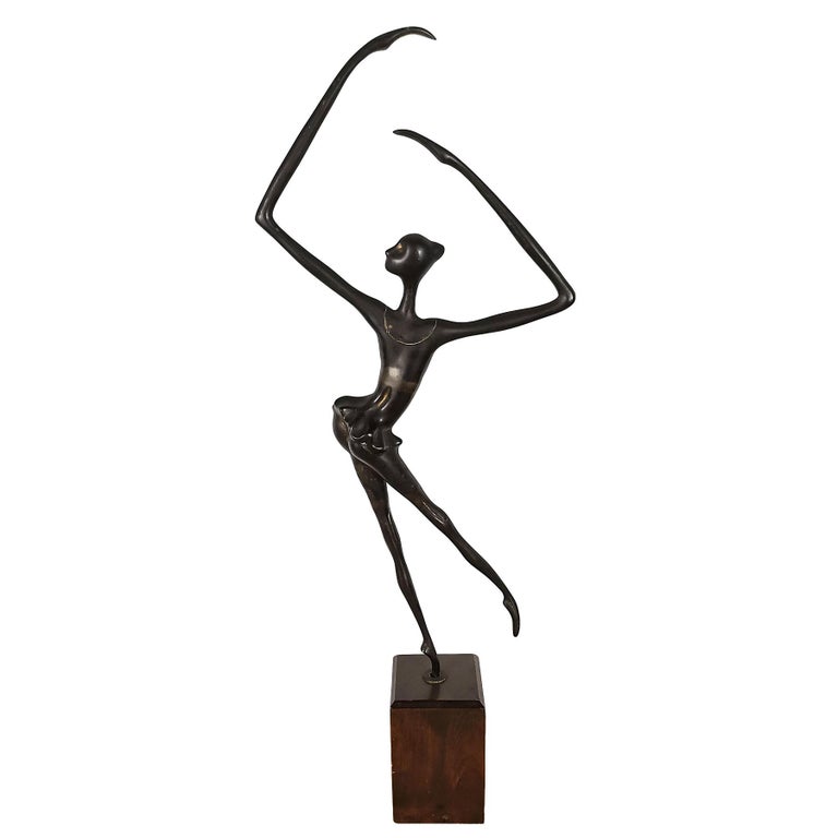 1930s Art Deco Dancer in Bronze, Mahogany Base, Spain For Sale at ...