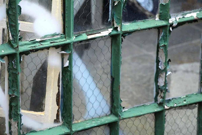 1930 Steel Frame Palladium Arched Chicken Wire Windows For Sale at 1stDibs