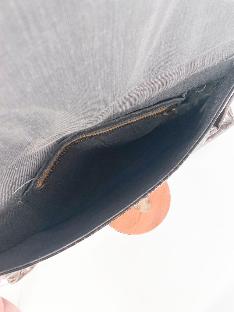 1930s/1940s Brown Oversized Faux Alligator Envelope Bag For Sale at 1stDibs