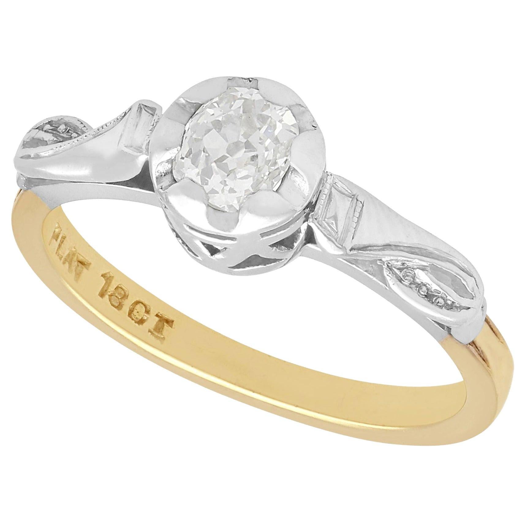 Diamond Yellow Gold and Platinum Set Solitaire Engagement Ring For Sale ...