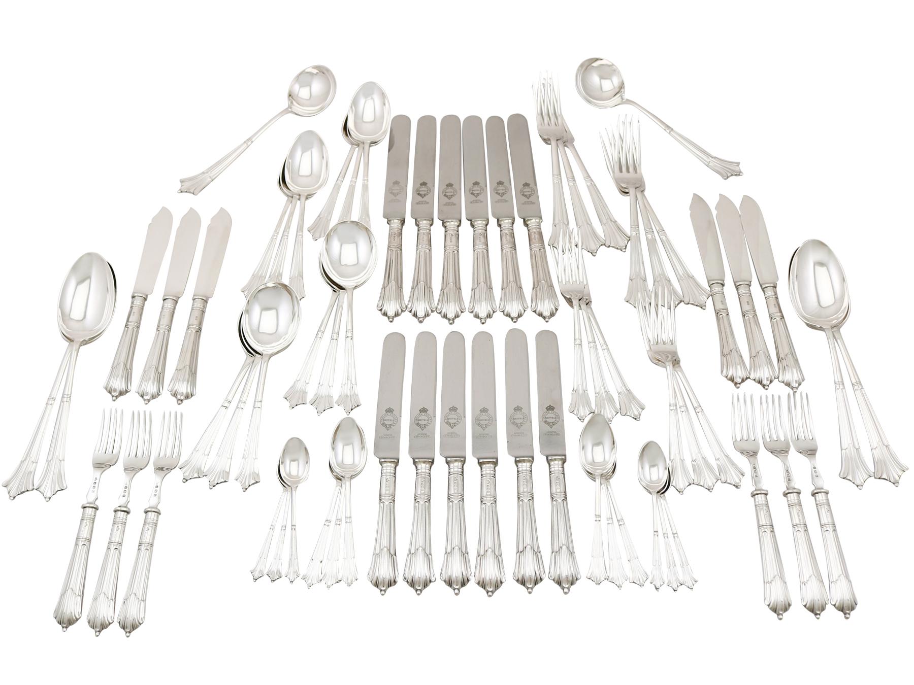1930s Antique English Sterling Silver Canteen of Cutlery for Six ...