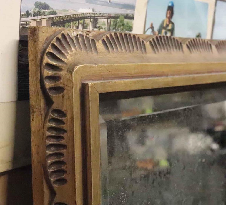 1930s Antique French Carved Wood Gilded Art Deco Wall Mirror with Small ...