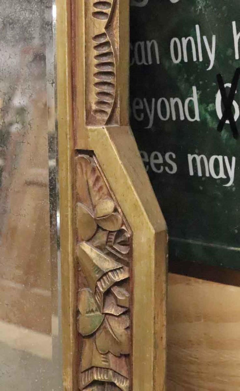 1930s Antique French Carved Wood Gilded Art Deco Wall Mirror with Small ...