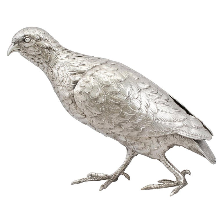 1930s Antique German Sterling Silver Table Partridge For Sale at 1stDibs