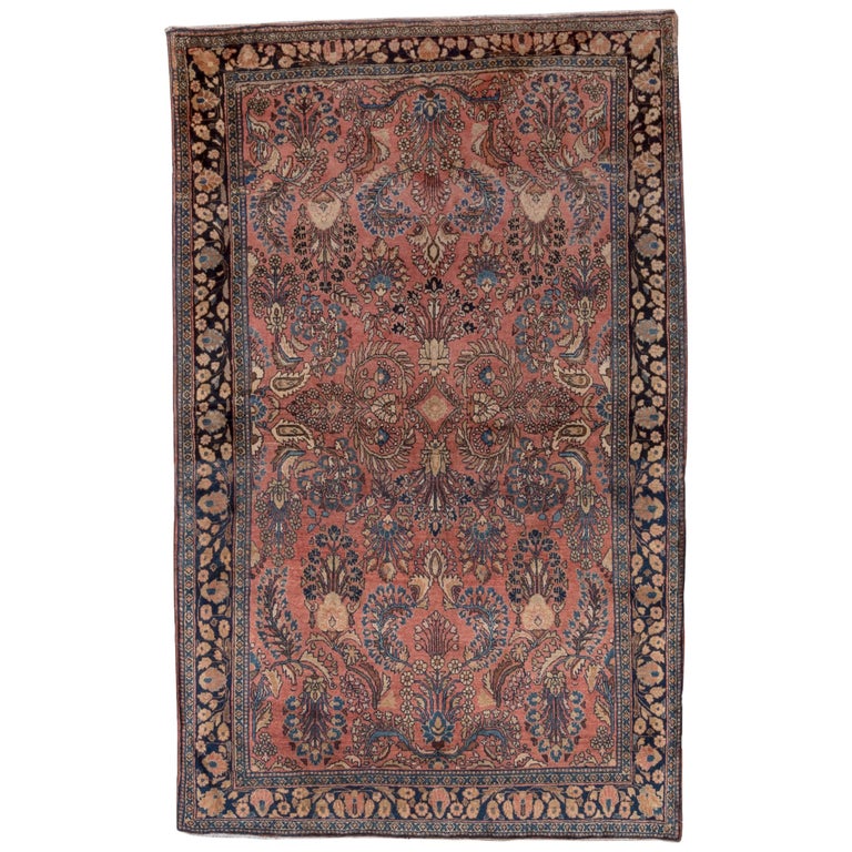 1930s Antique Persian Sarouk Rug with a Salmon Field, American Sarouk ...
