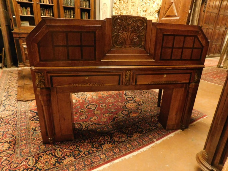1930s Antique Reception Desk Table for Drawers Very Capacious Vintage