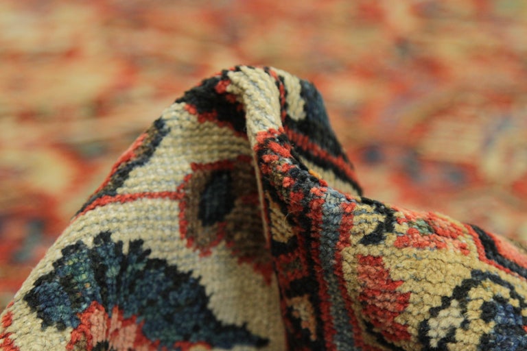 1930s Antique Sultanabad Persian Rug with Oval Floral Patterns in Ivory ...