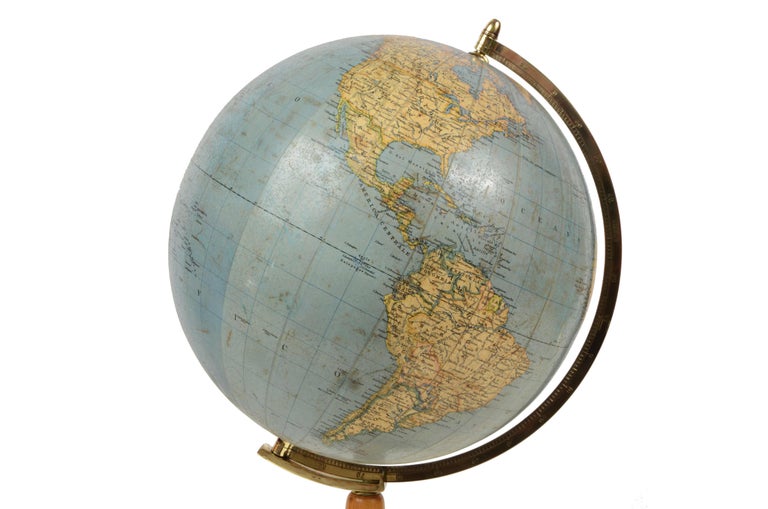 1930s Antique Terrestrial Globe Edited By Vallardi Editore in Milan For ...