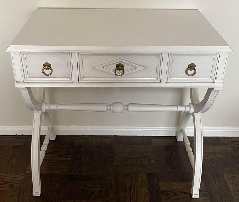 1930s Antique White Neoclassical Writing Table or Vanity For Sale at ...