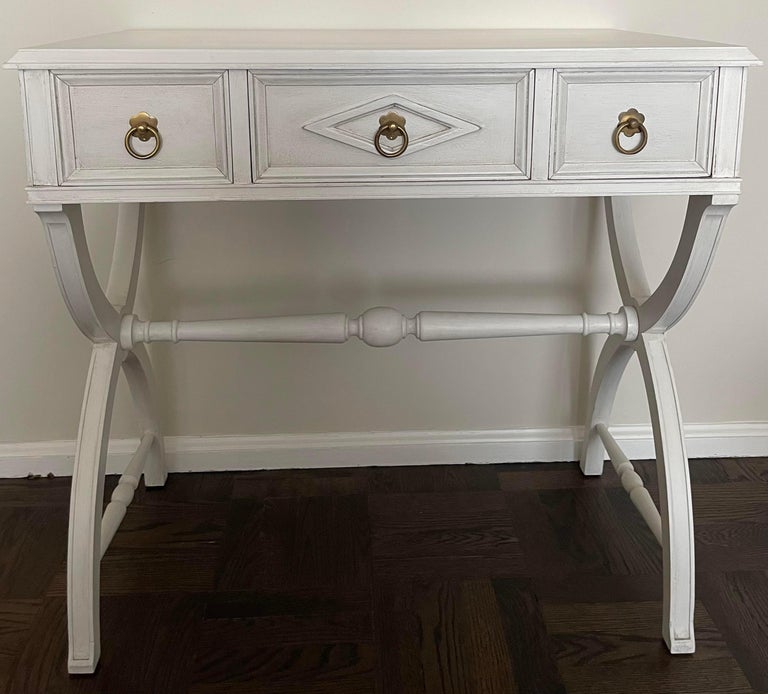 1930s Antique White Neoclassical Writing Table or Vanity For Sale at ...