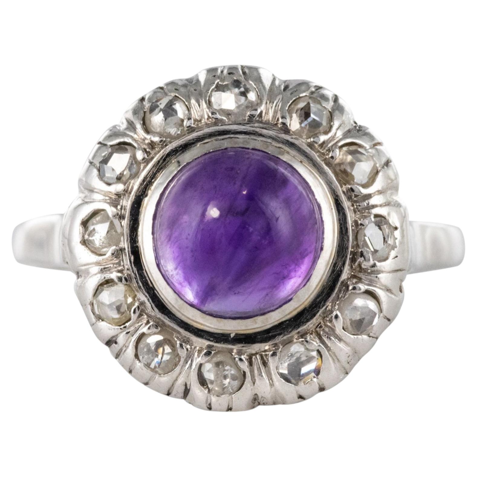 Art Deco Amethyst Solitaire Filigree Vintage Ring in 18K White Gold For ...