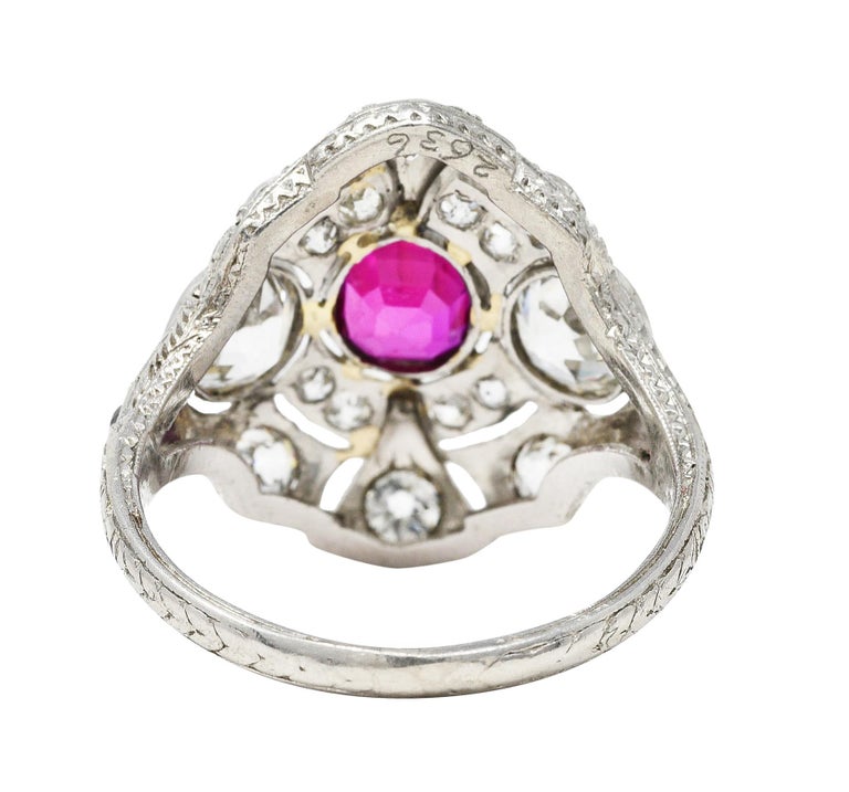 1930's Art Deco 3.18 Carats Ruby Diamond Platinum Dinner Ring For Sale ...