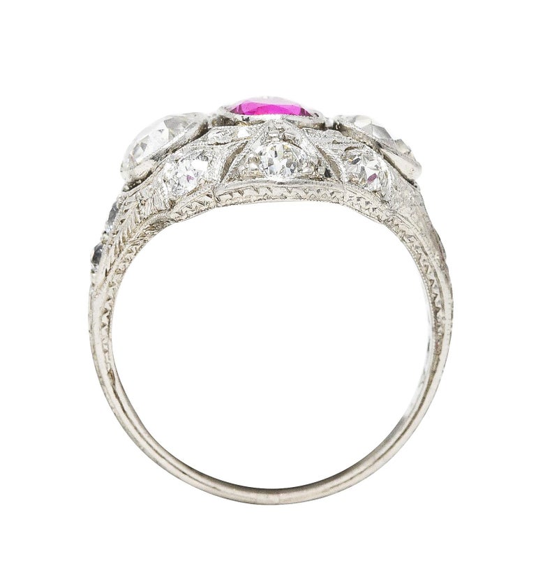 1930's Art Deco 3.18 Carats Ruby Diamond Platinum Dinner Ring For Sale ...