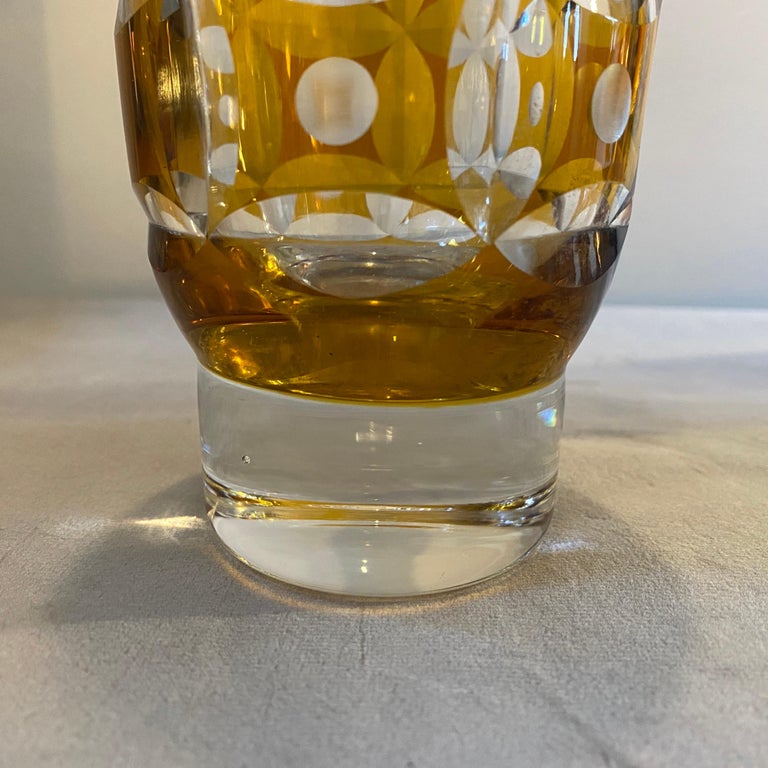1930s Art Deco Amber Crystal Bohemian Vase For Sale at 1stDibs