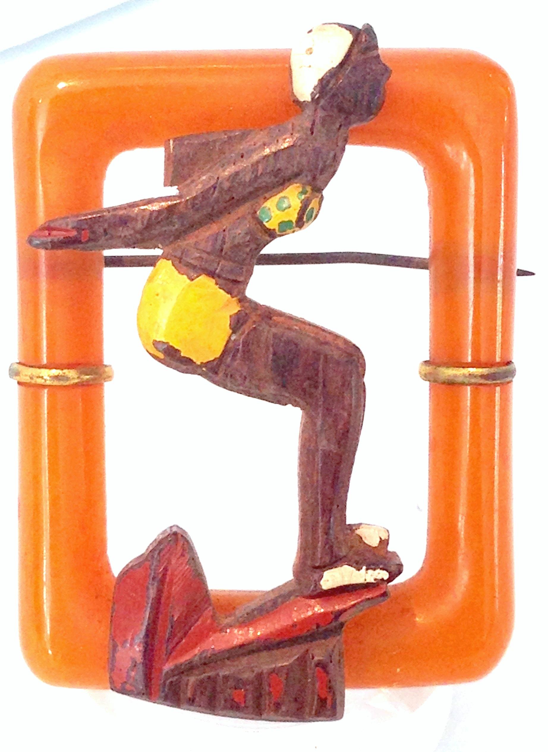 1930'S Art Deco Bakelite and Wood Figural "Diver Girl" Brooch Pin For ...