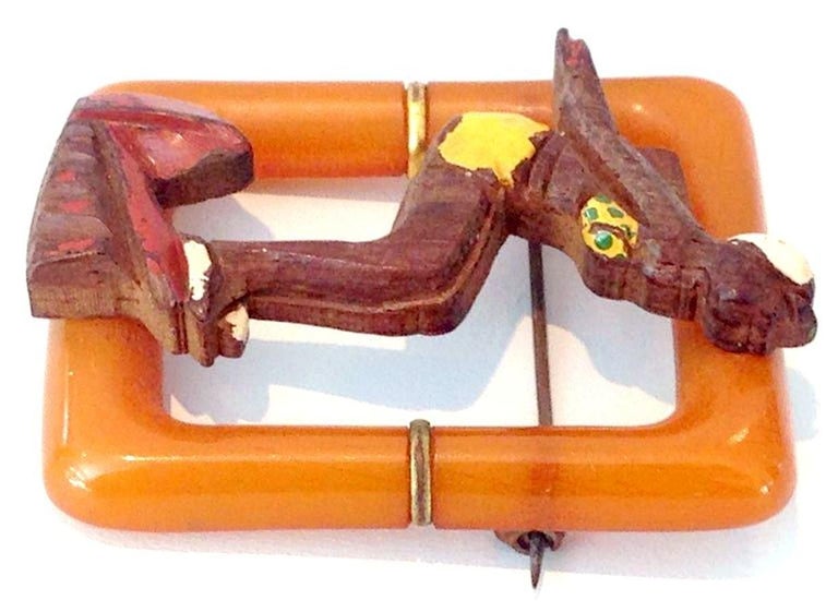 1930'S Art Deco Bakelite and Wood Figural "Diver Girl" Brooch Pin For ...